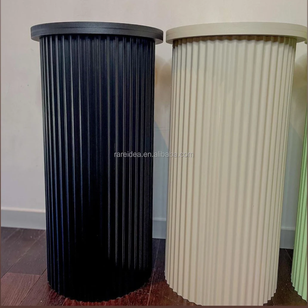 White Round Display Cylinder Pvc Ripple Plinth Stands for Party ...