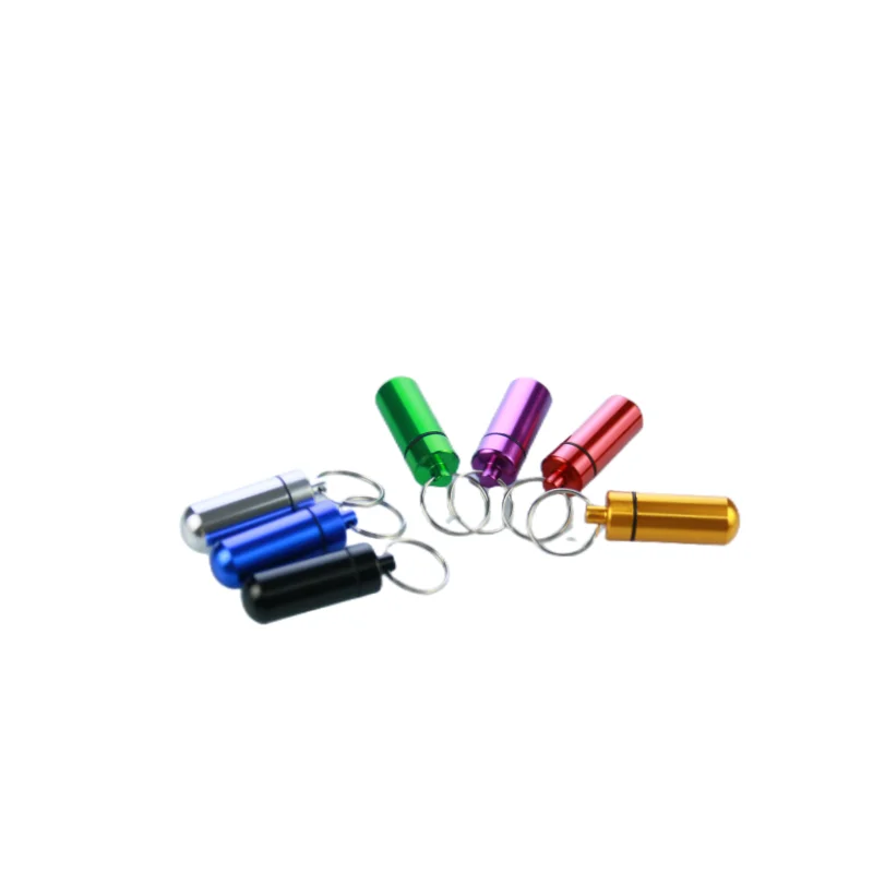 Mini Outdoor Waterproof Aluminum Pill Box with Keychain
