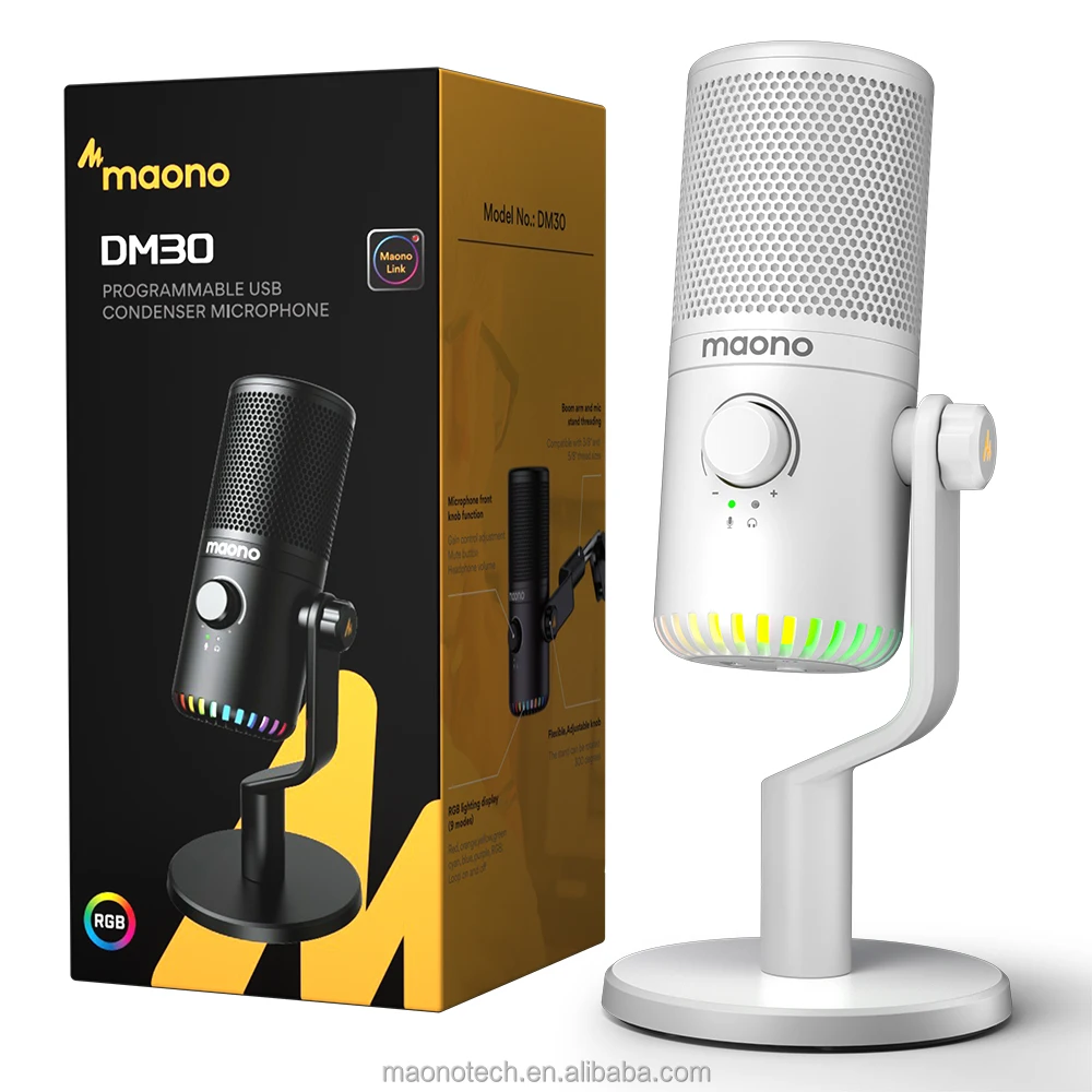 Maono Dm30 Gaming Microphone For Rgb Lights Usb Condenser Studio ...