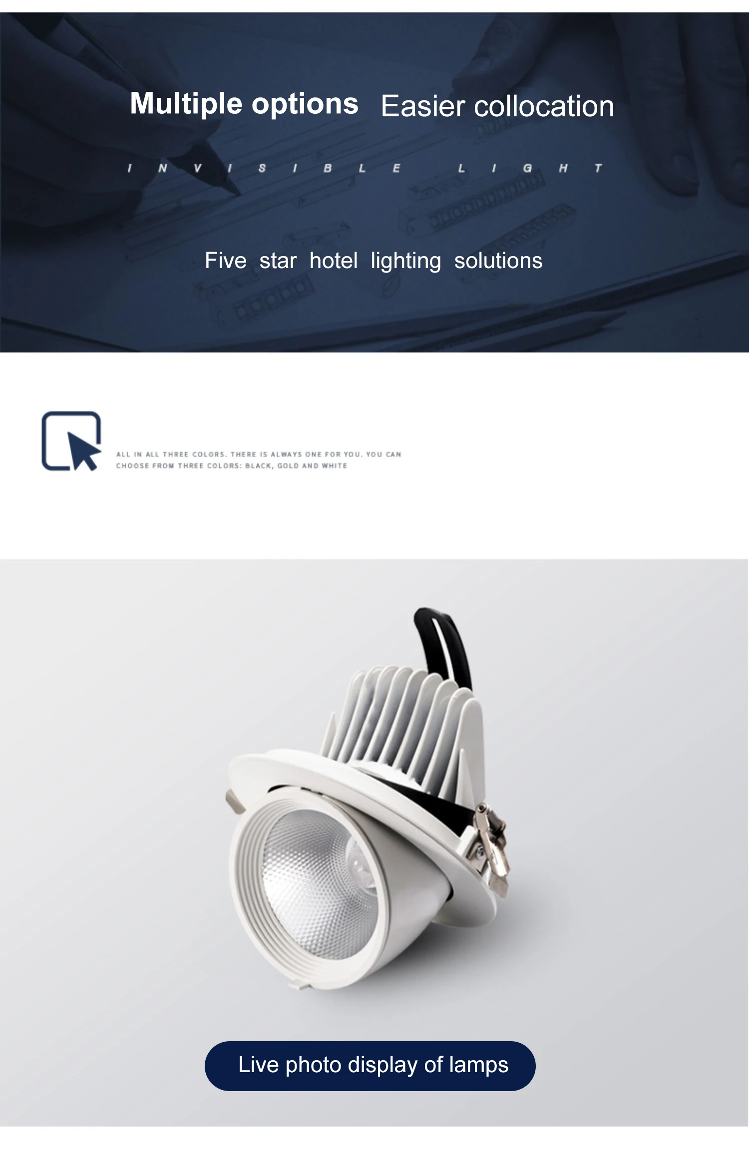 Hl096 5w Perforated Spotlight Embedded Background Wall Telescopic Elbow ...
