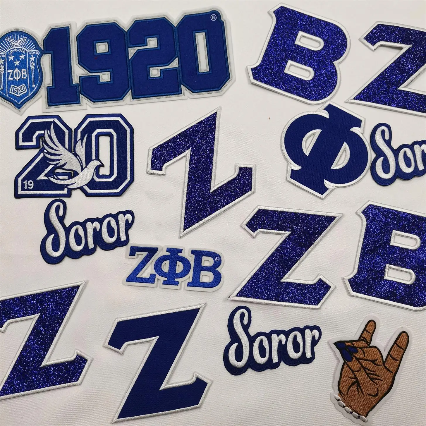 Iron On Sorority Patches Custom Pink And Green Embroidery Logo Sorority ...