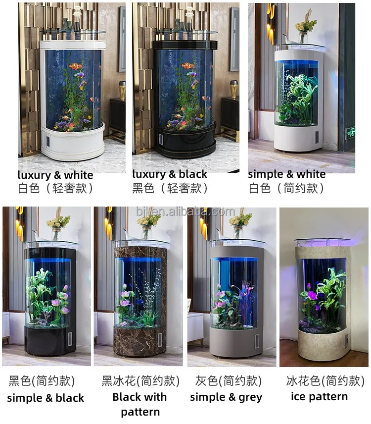 Indoor Led Light Transparent Half Cylinder Fish Tank Aquarium with ...