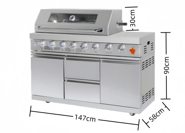 Outdoor Kitchen - Premium BBQ Island Grill Drawers Sink