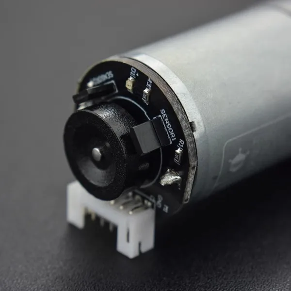 DFRobot comes with a DC motor with a gearbox and encoder (6V 100rpm 6 ...