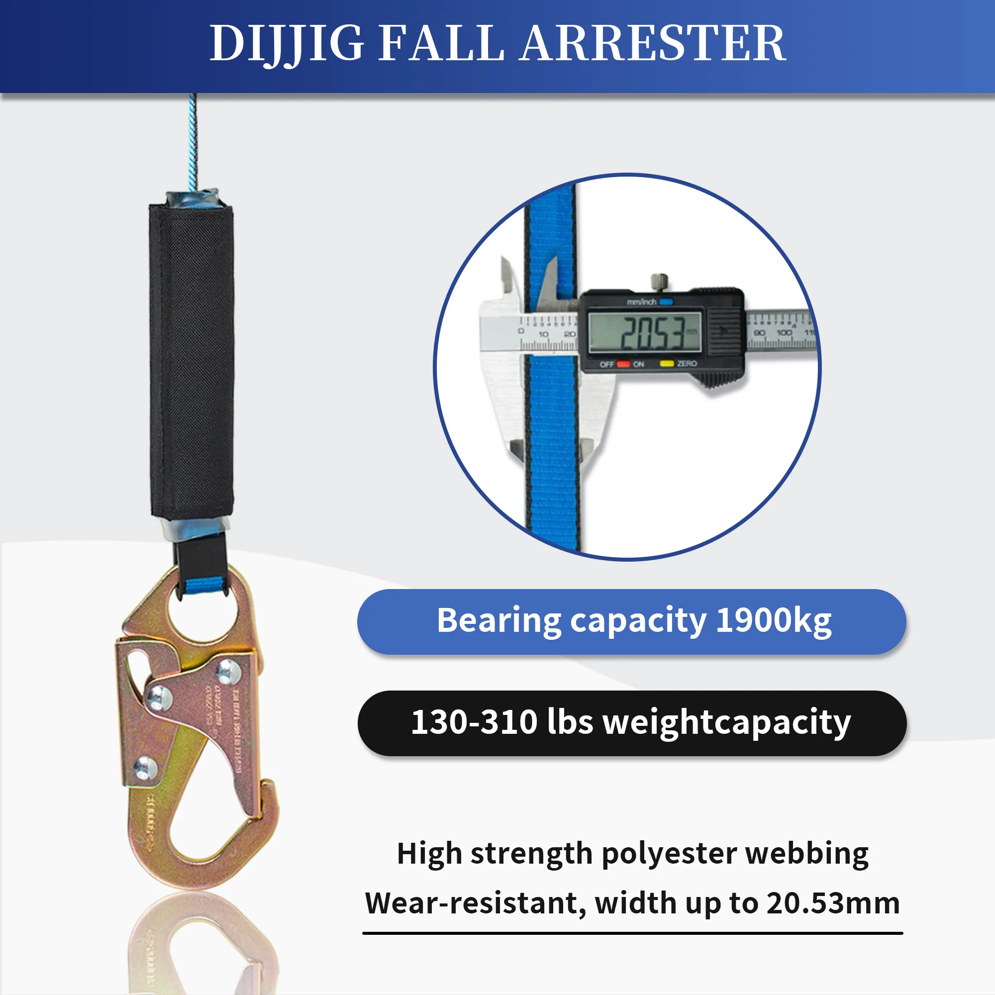High Strength Retractable Wire Rope Fall Arrester - Durable