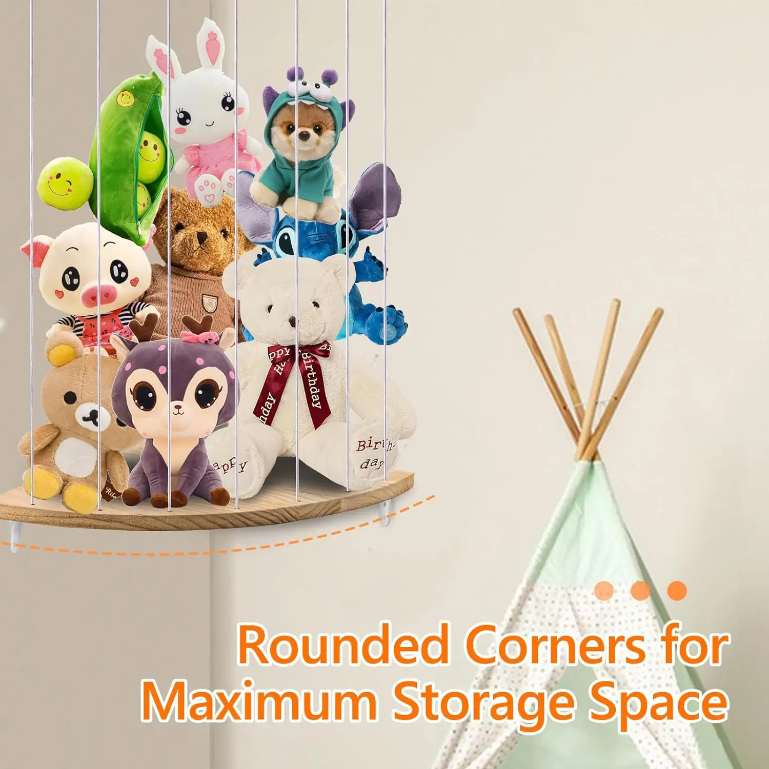 Plush Toy Storage Wooden Plushies Organizer Soft Toy Corner Storage ...