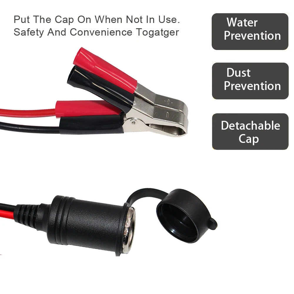 6FT 12v Cigarette Socket Battery Pack With Lighter Adapter Car Jumper ...