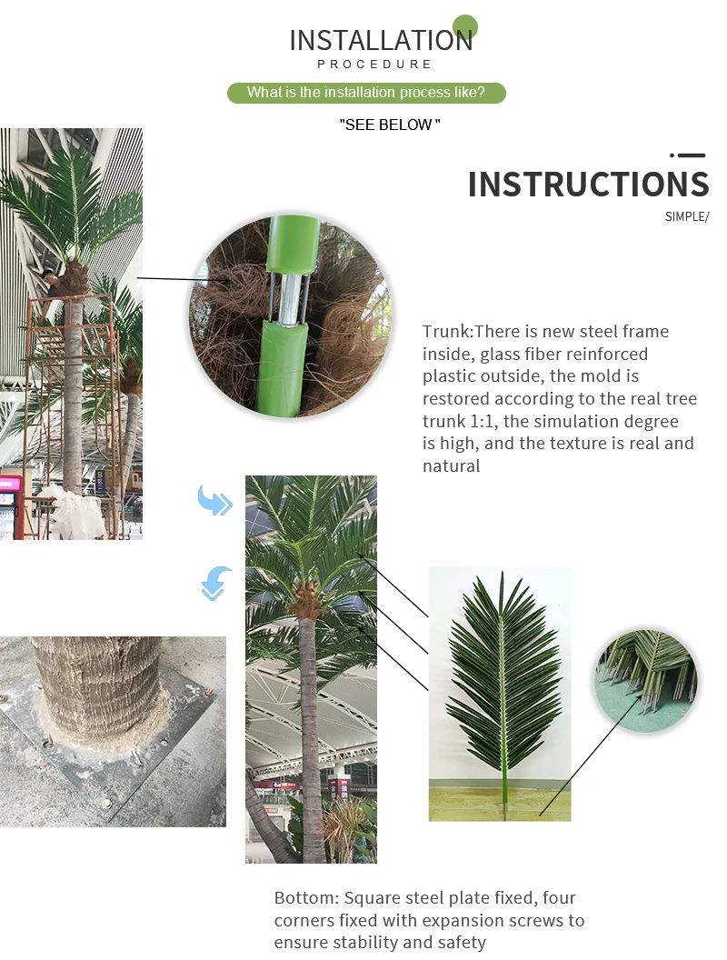 UV Resistance Artificial Coconut Palm Tree - Lifelike & Durable
