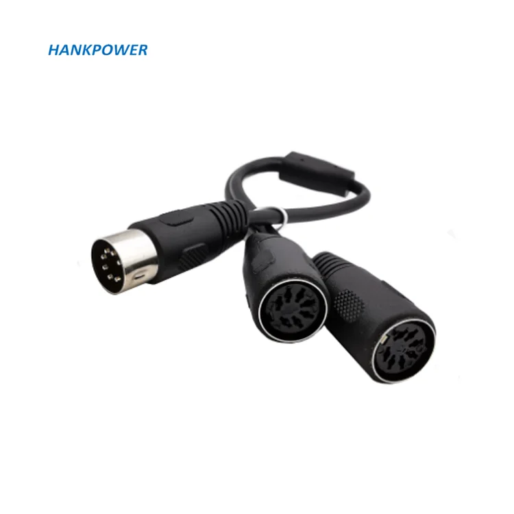 2 in 1 MIDI Din 7Pin 1 Male to 2 Female Y Splitter Adapter Extension ...