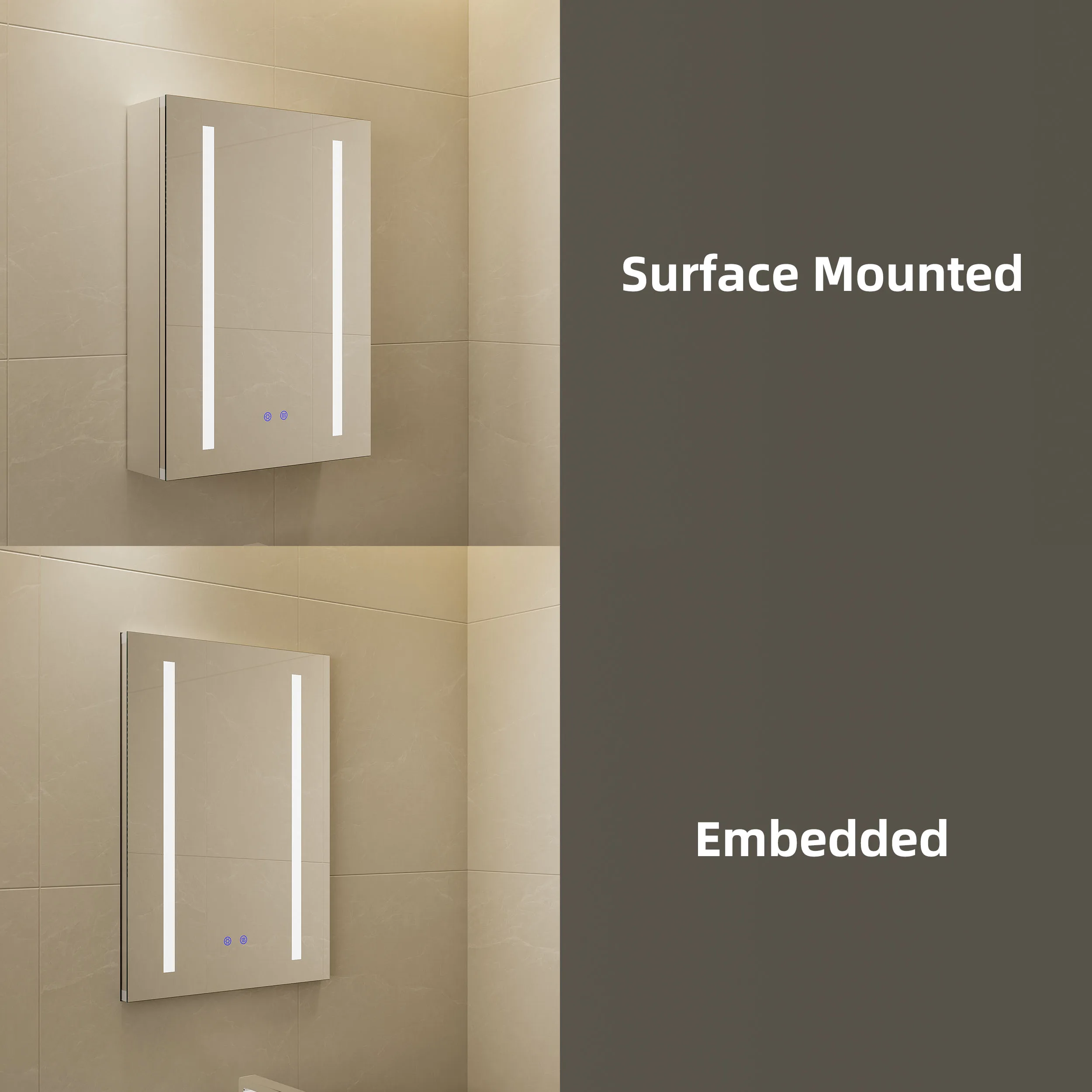 Adjustable Shelf Modern Wall Mounted Defogger Smart Vanity Led Medicine ...