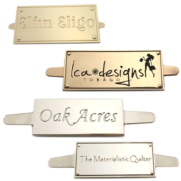 Rewin Custom Metal Logo Labels For Handbags Zinc Alloy Brand Logo Label ...