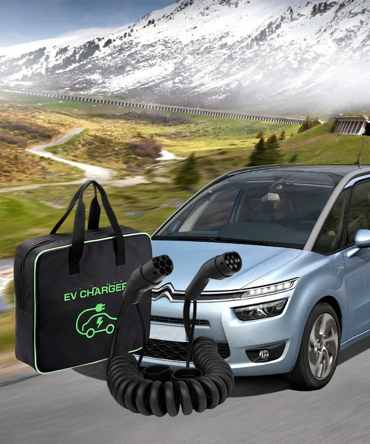 16a/32a Sae J1772 Ev Plug Type 1 To Type 2 Ev Coiled Cable Ev Charging ...