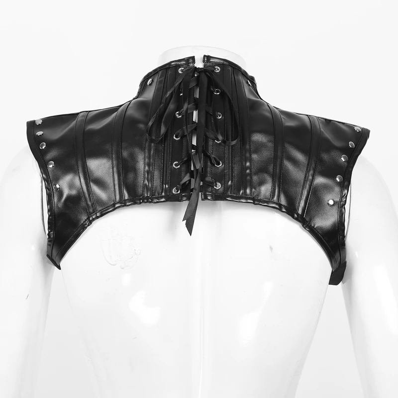 Mens Back Lace-up Shoulder Armor Clubwear Punk Costume Pu Leather Chest ...