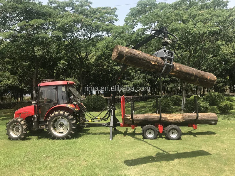 Small Tractor Forestry Trailer with Log Crane for Sale