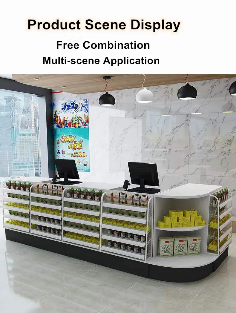 U Shaped Wooden Checkout Counter Display Stand for Retail Kiosk ODM
