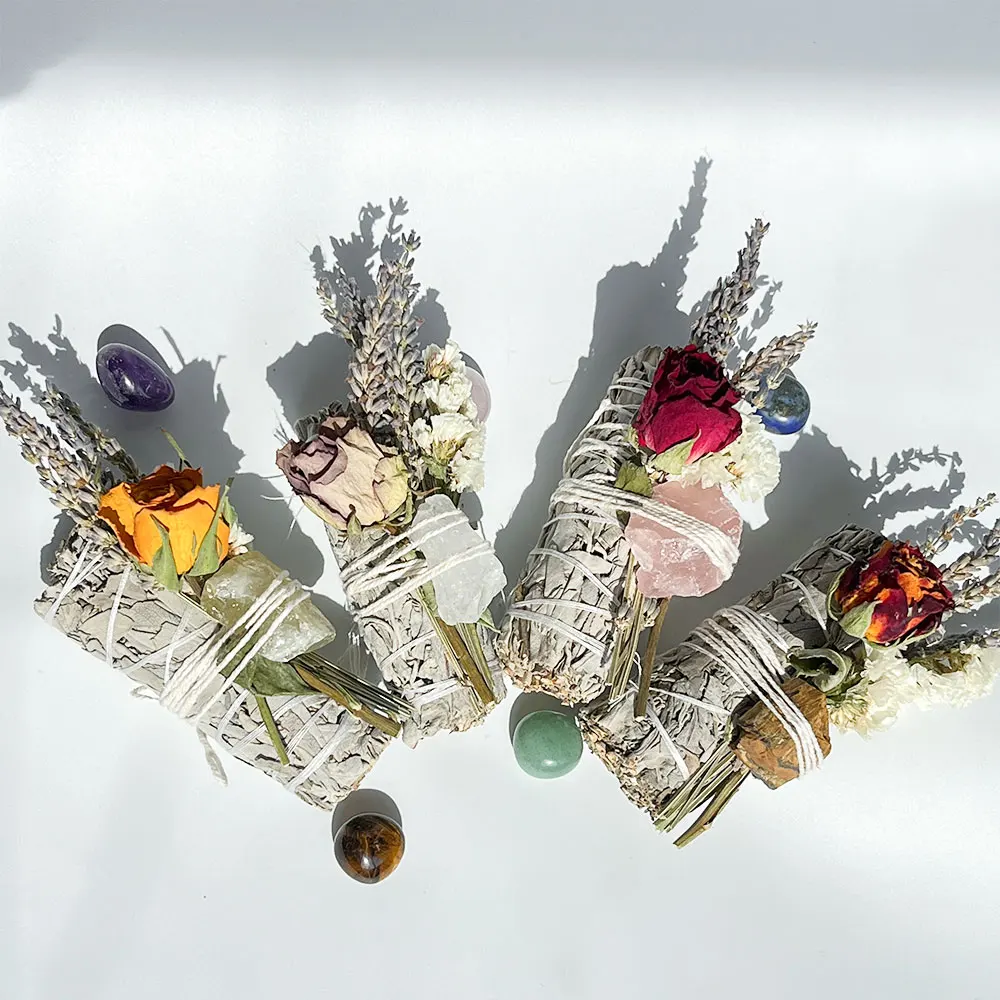 Spiritual Healing Crystal Sage Sticks Bundle with Gift Kit