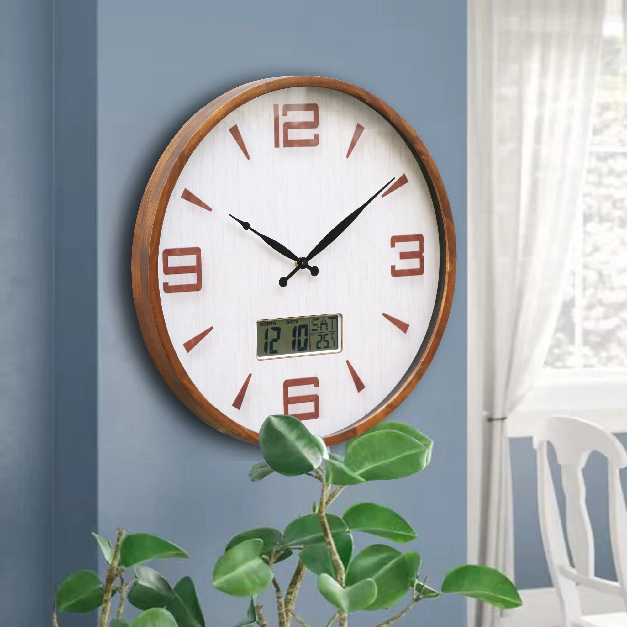 18 Inch Custom Modern Classic Clock High Quality Wooden Plus Lcd ...