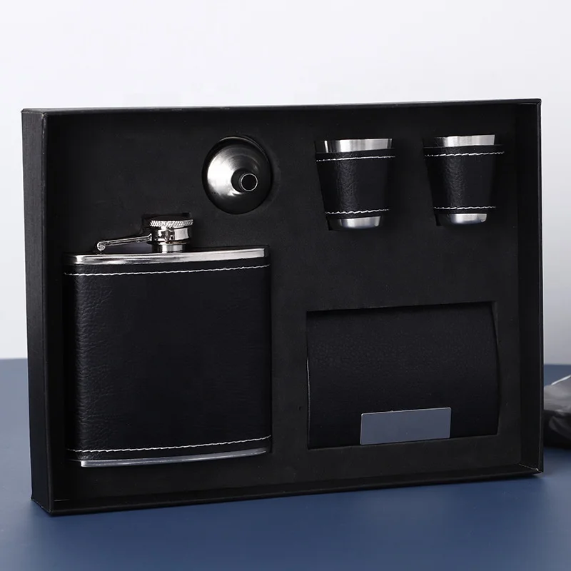 6oz 7oz 8oz Stainless Steel Hip Flask Set Men Gift Set with Shot ...