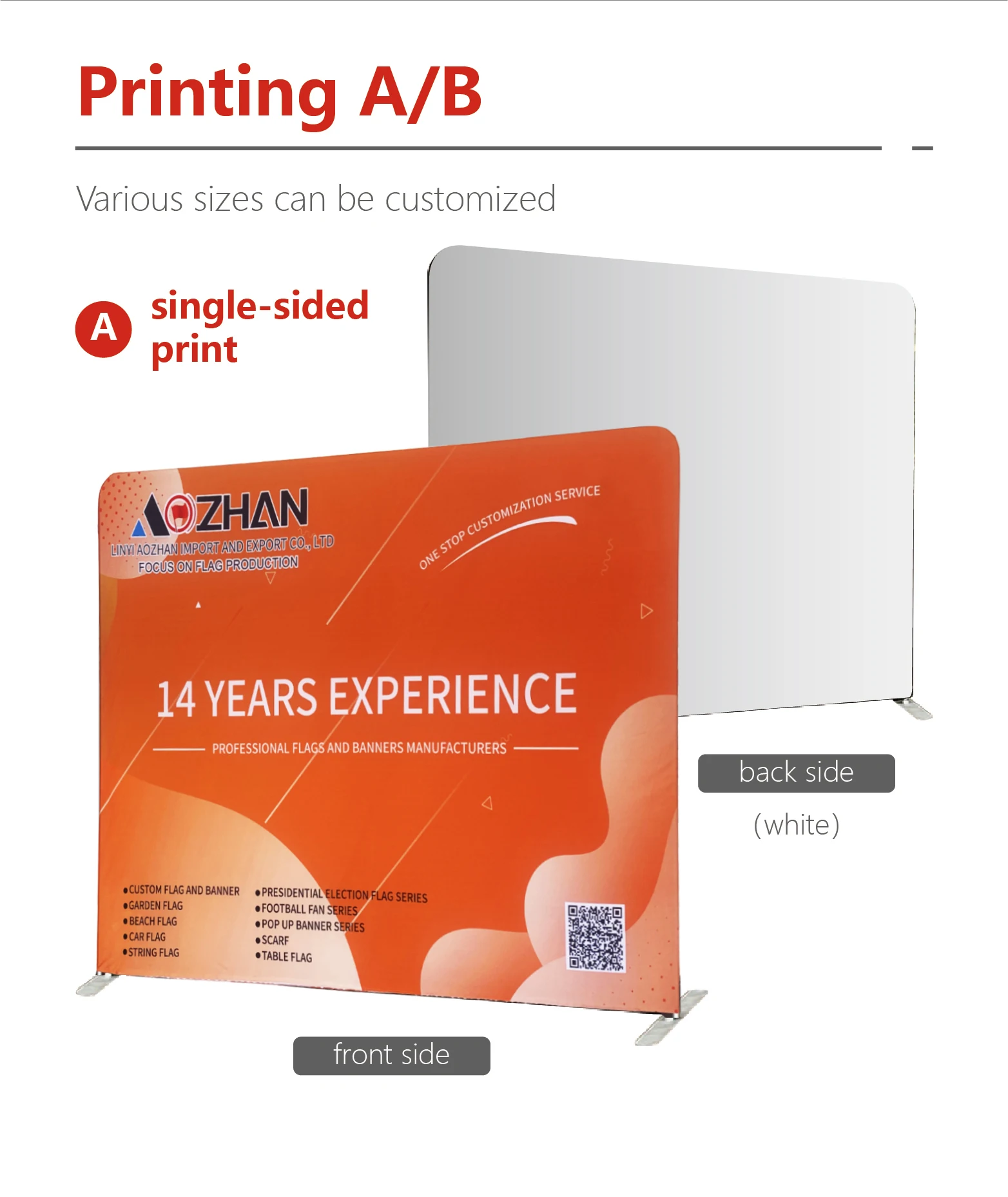 Custom Size Pop up Banner Tension Fabric Straight Rectangle Backdrop ...