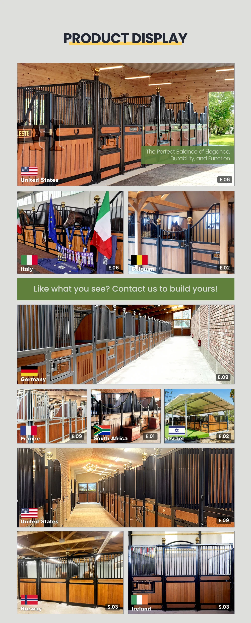 Commercial Grade Horse Stall System Featuring Stainless Steel Hinged ...