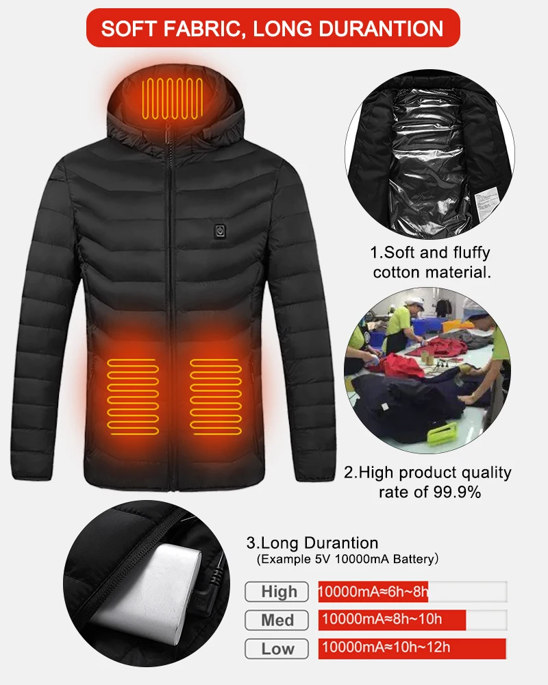Custom Logo 7.4v Heating down Jacket for Winter Hiking