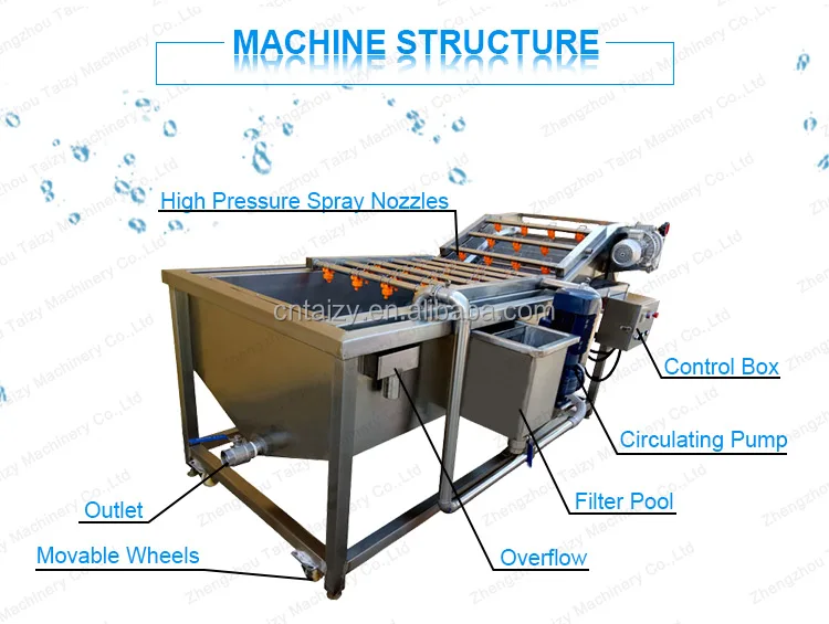 Commercial Continuous Water Spray Spinach Lettuce Ozone Bubble Washing ...