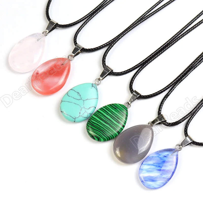 Natural Teardrop Crystals Necklace, Genuine Stone Gemstone Pendants ...