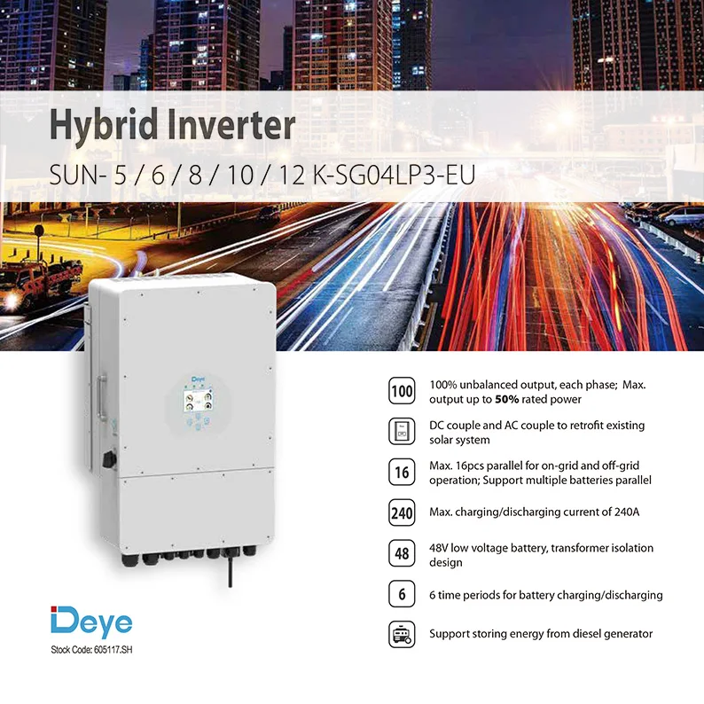 12kw Deye Hybrid Inverter 8000w 10000w 8kw SUN-8K-SG01LP1-EU Solar Inverter Complete SUN-12K ...
