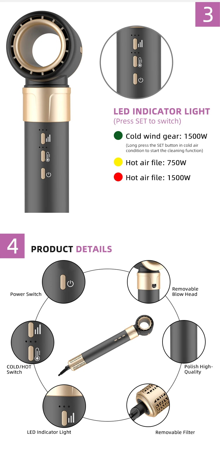 Professional Hot Air Brush Bldc Motor Hair Dryer 5 In 1 Hot Air Brush ...