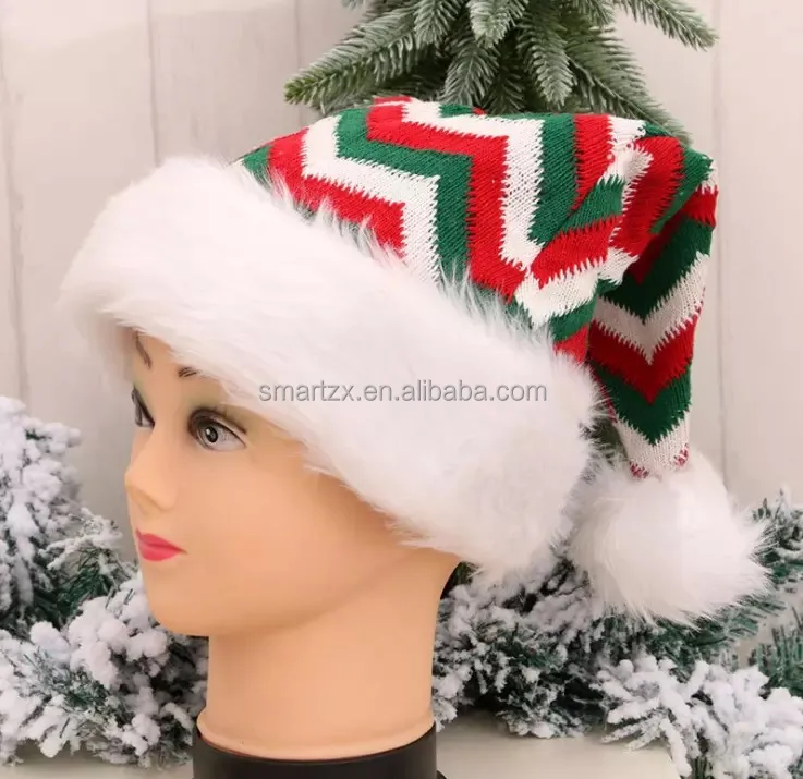 Christmas Hat, Santa Hat, Xmas Hat for Unisex Adults with Velvet Brim ...