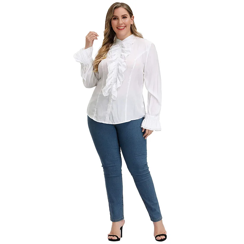 Vintage Women's Gothic Blouse - Plus Size Victorian Lace Ruffle Shirt ...