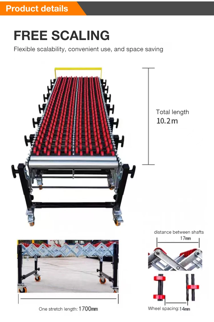 Warehouse Telescopic Flexible Expandable Powered Roller Conveyor For ...