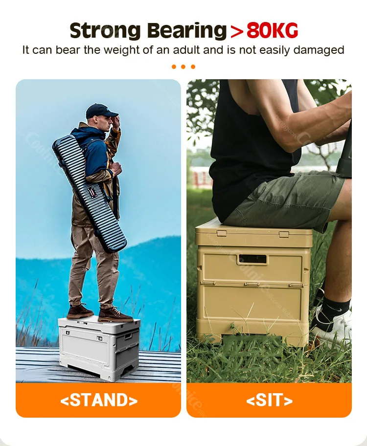 50l Large Wooden Cover Movable Car/kitchen Storage Camp Mobile Box ...