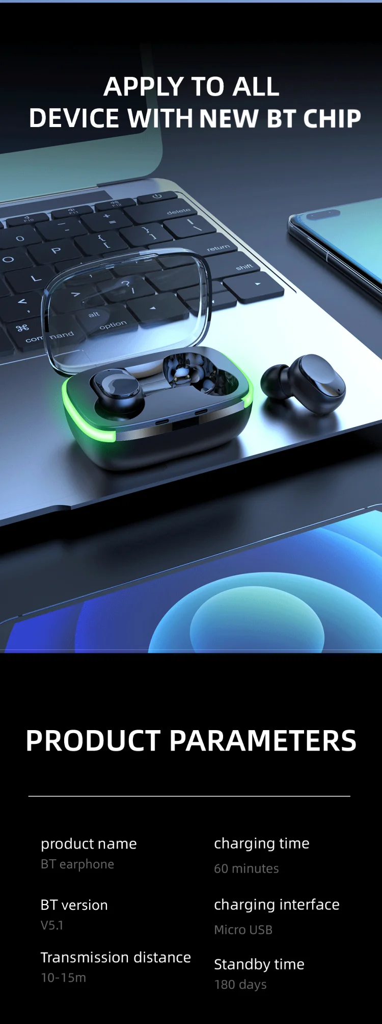 Y60 Gaming Earphones - Wireless Sports Earbuds with Noise Cancelling