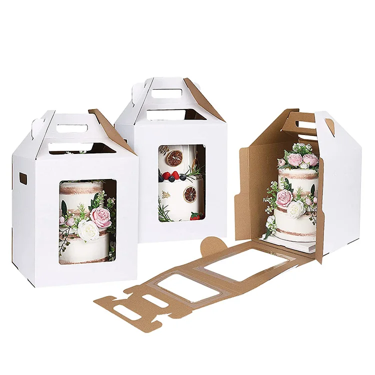 Tall Wedding Cake Box 12 Inch Exquisite Cake Box with Handle for Guest ...