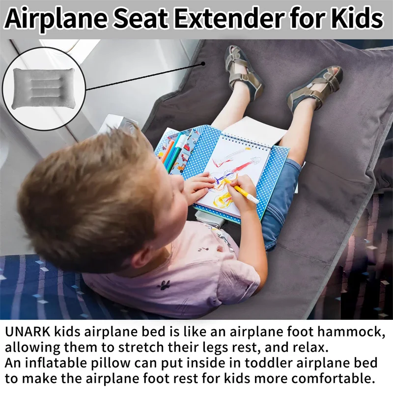 Airplane Seat Extender for Kids Inflatable Airplane Foot Rest Bed for ...
