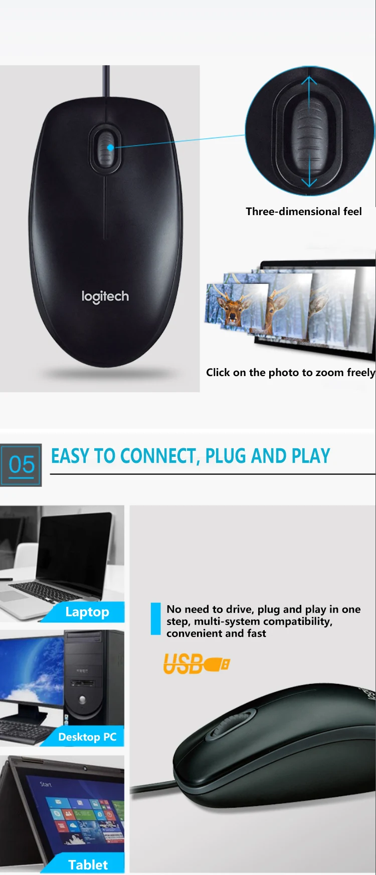 Logitech M240 Business 2.4Ghz USB Wireless Mouse Silent Touch Bluetooth ...