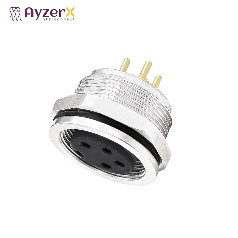 M16 Binder Connector Soldering Pins Of Pcb Socket 2 3 4 5 6 7 8 12 14 16 19 Din Waterproof M16 ...