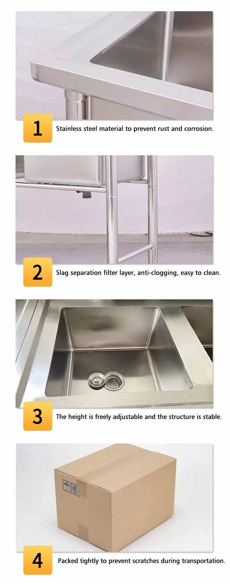 Freestanding Mobile Kitchen Sink Stainless Steel Price Industrial Hand ...