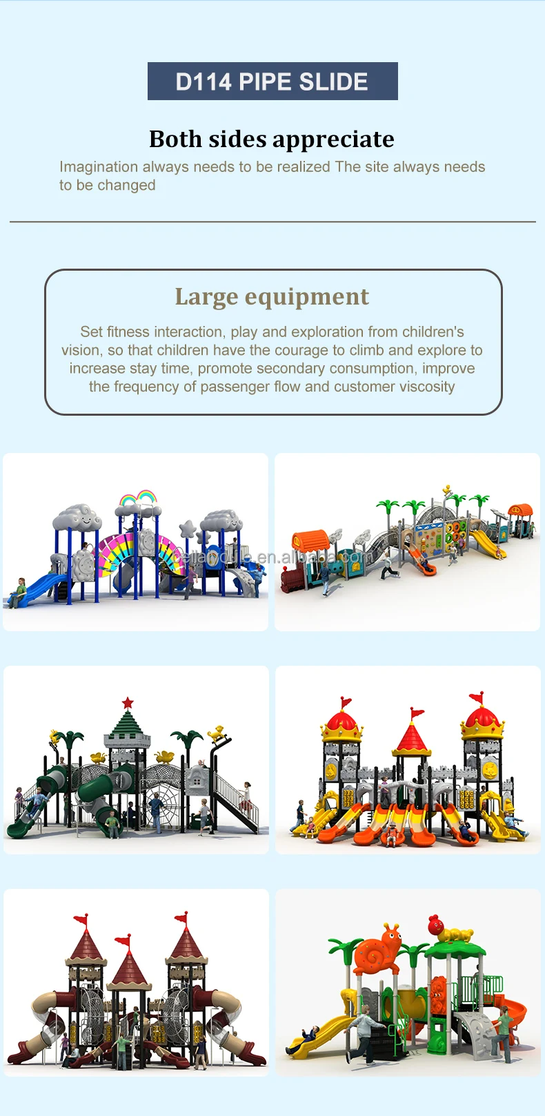 Durable Commercial Children Metal Frame Outdoor Playground Kids Slide ...