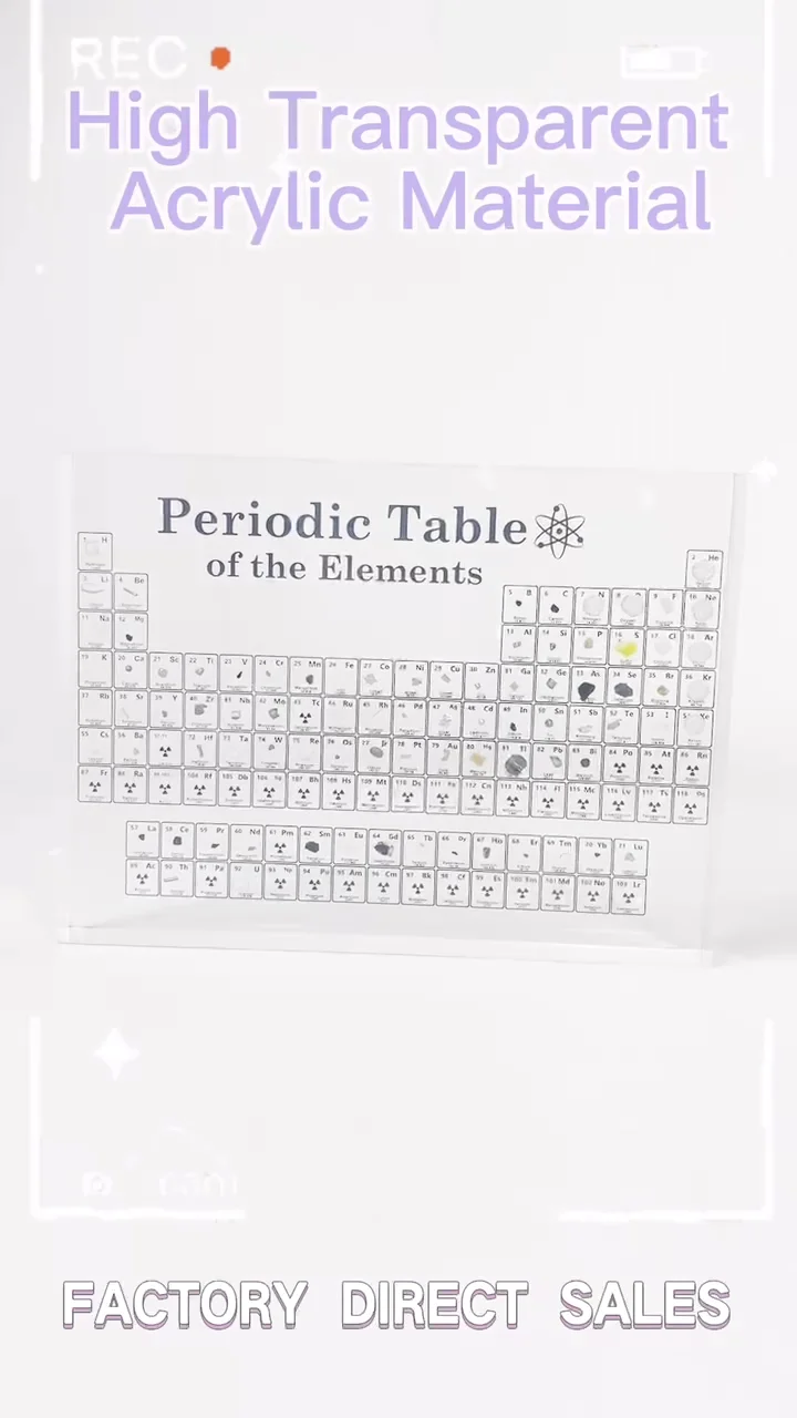 Transparent Acrylic Periodic Table Display With Real Elements Teaching ...