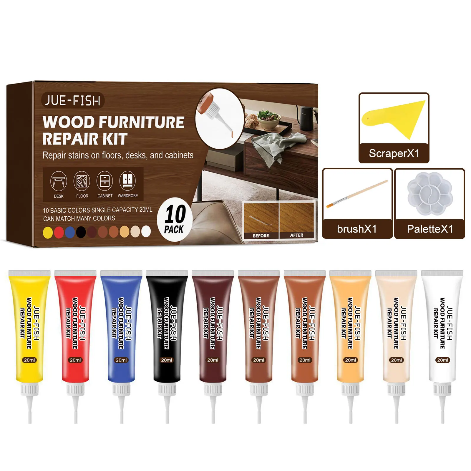 Jue-fish Wood Repair Paste Multi Color Furniture Repair Kit Waterproof ...