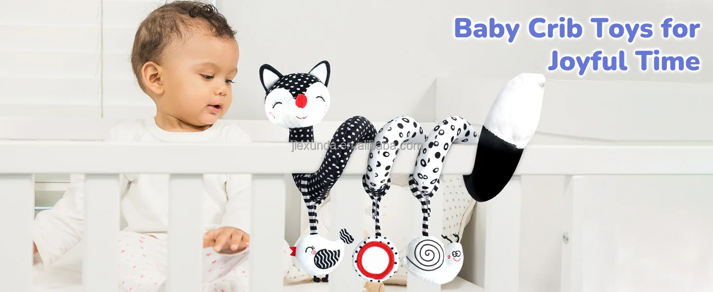 Black White Stroller Baby Spiral Plush Activity Toy