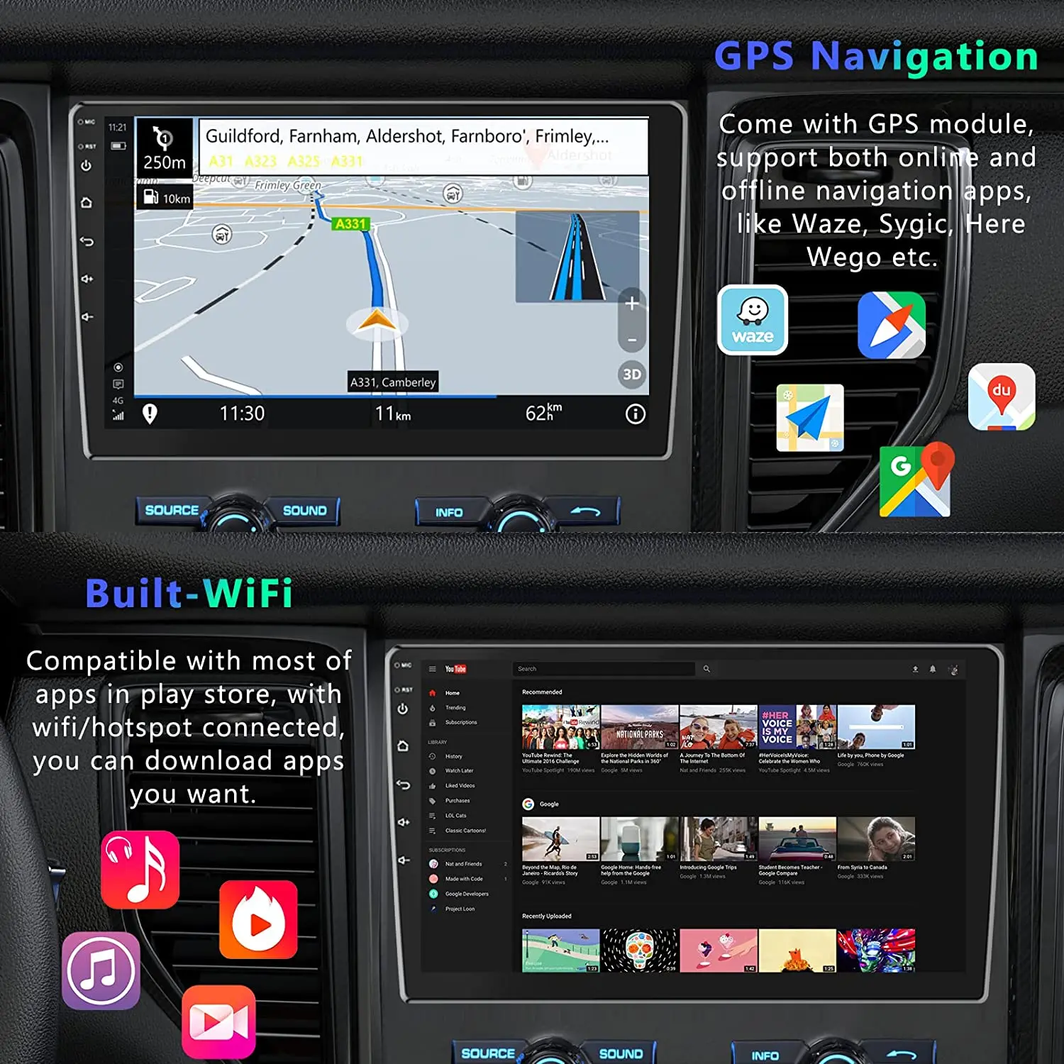 Podofo 10.1'' Android 2+32gb Car Stereo Radio Video Autoestereo Gps Bt ...