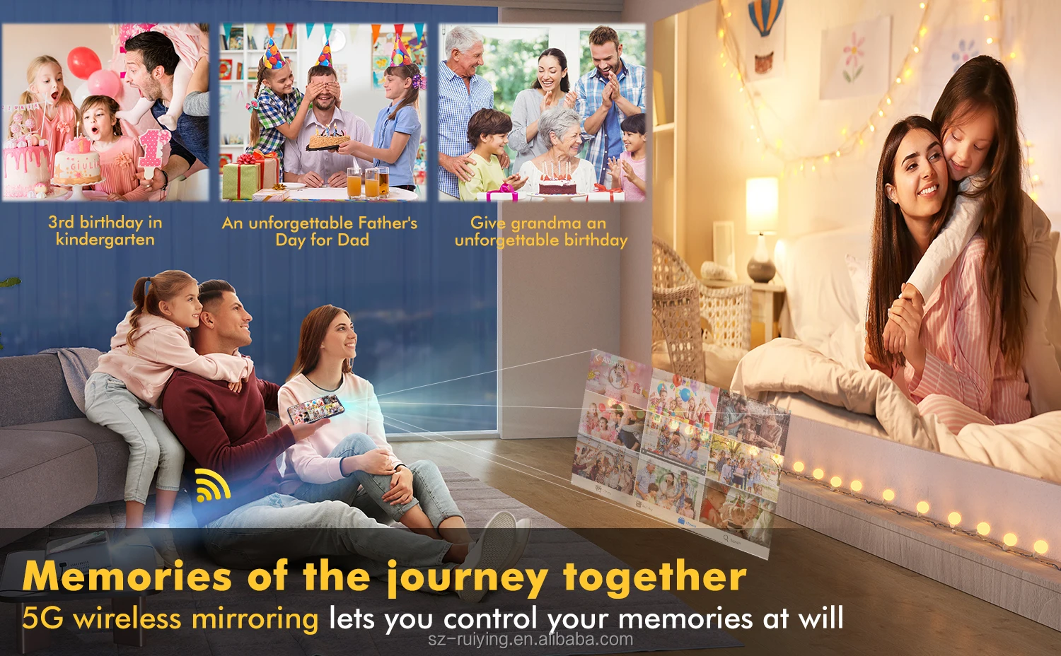 720p Mini Projector Wireless Screen Mirror With Mobile Phones Home ...