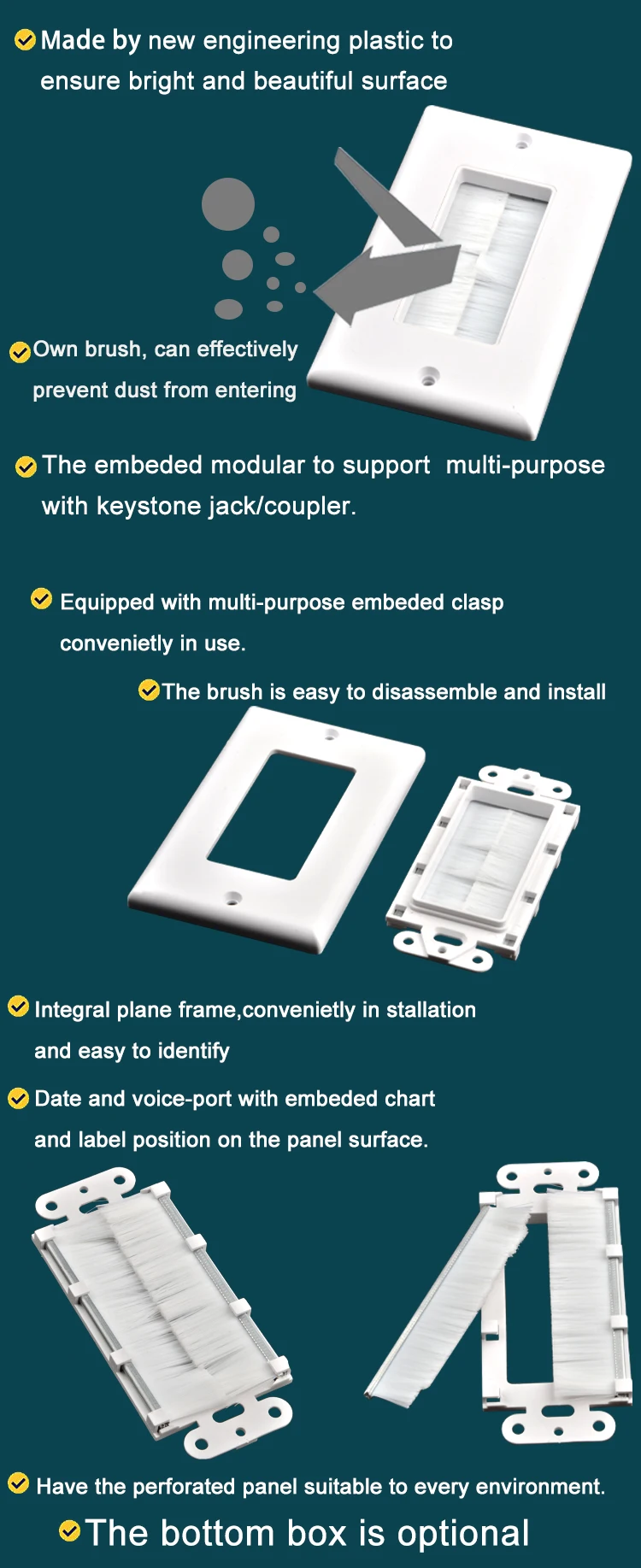 Gcabling 2 Port Face Plate Modular Jack Face Plate Data Faceplate ...