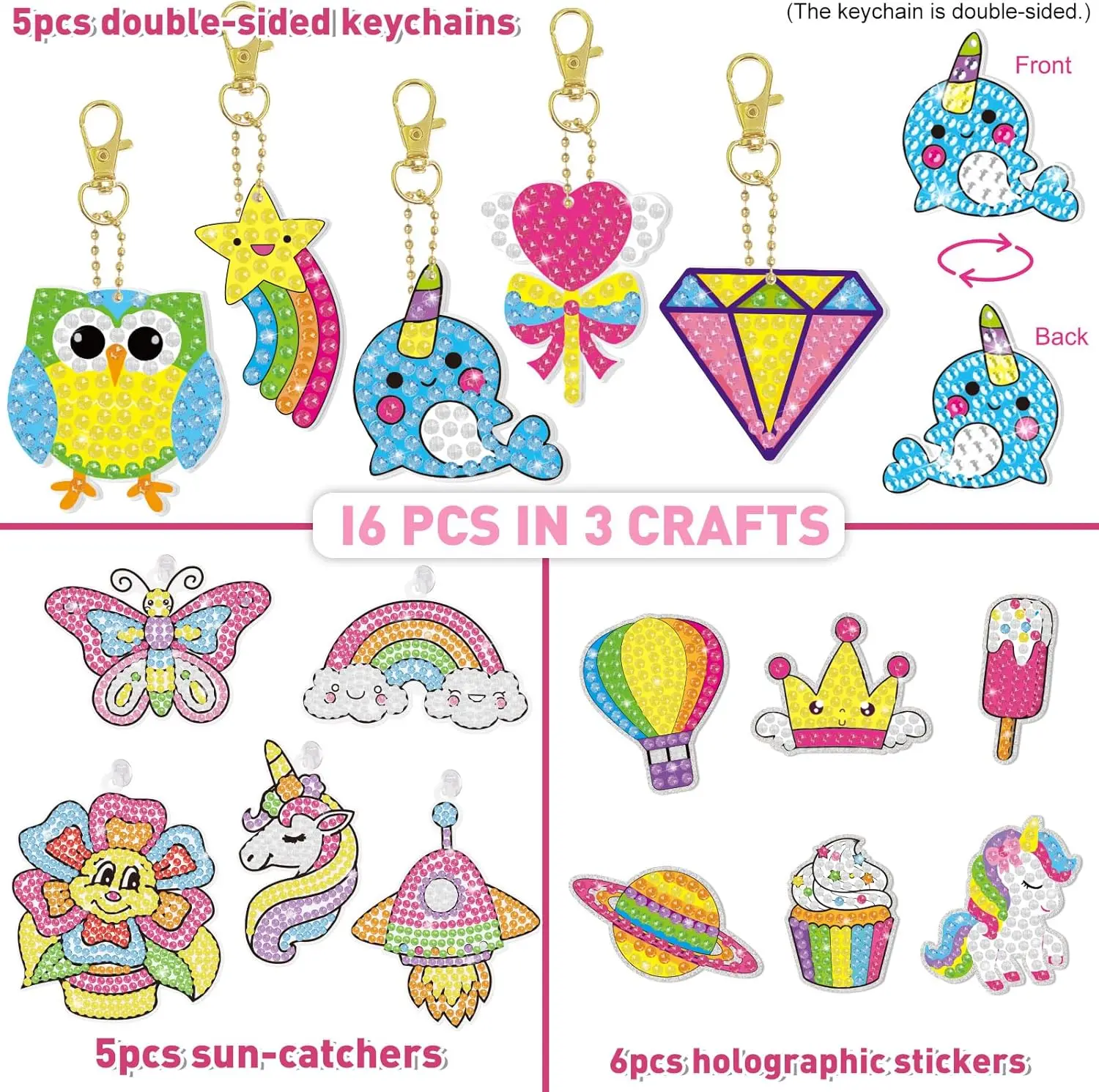 DIY Handmade Cartoon Sticker Key Buckle Kit Creative Paste Toys for ...