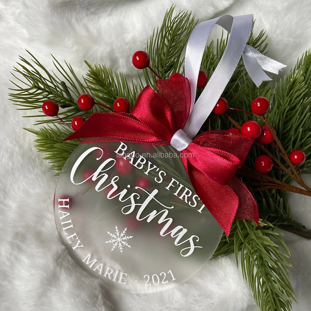 Personalized Acrylic Christmas Tree Ornaments - Clear & Customizable