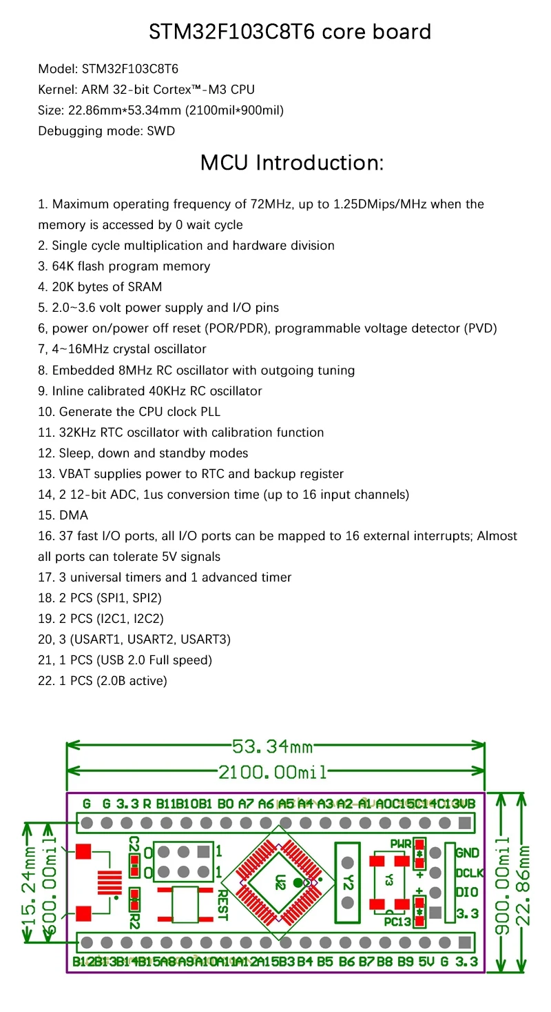 Stm32f103c8t6 Small System Board Scm Core Board Stm32 Is Suitable For ...