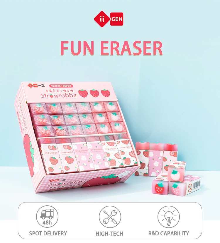 IIGEN Creative Cartoon Strawberry Rabbit Sandwich Eraser Children's ...